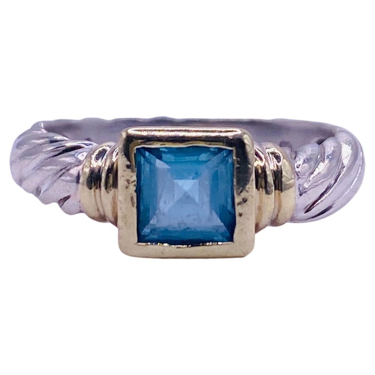 David Yurman Blue Topaz Cable Collection Ring at 1stDibs