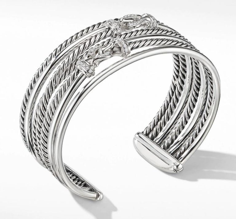 David Yurman Buckle Crossover Cuff Bracelet with Diamonds For Sale at ...