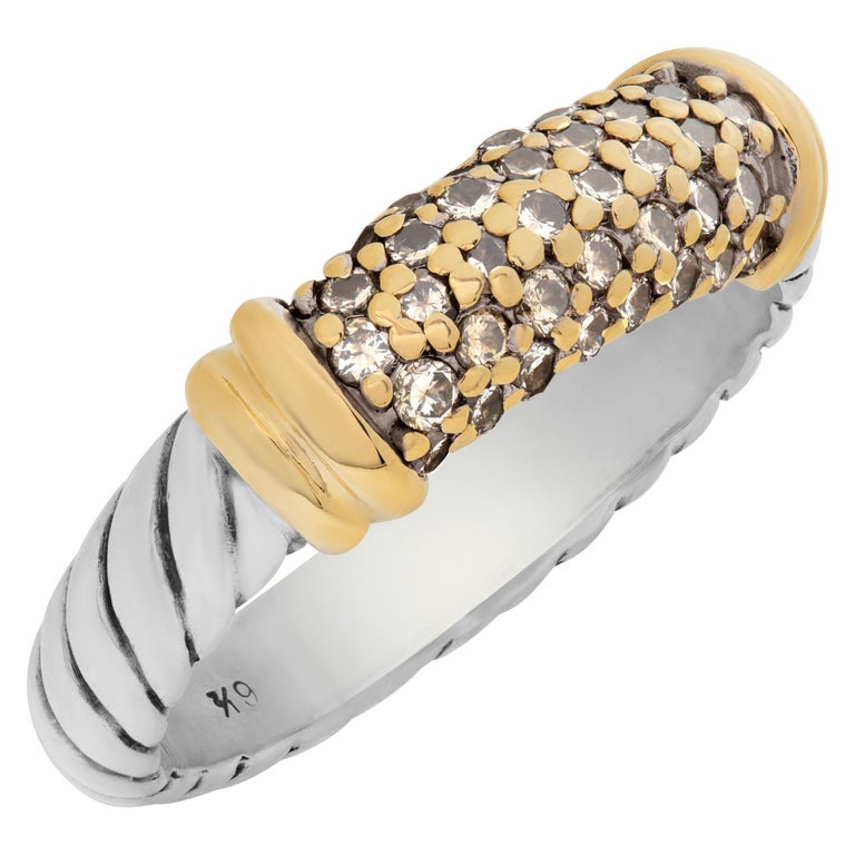 David Yurman Cable 18k Yellow Gold Ring with Diamond Accents For Sale ...