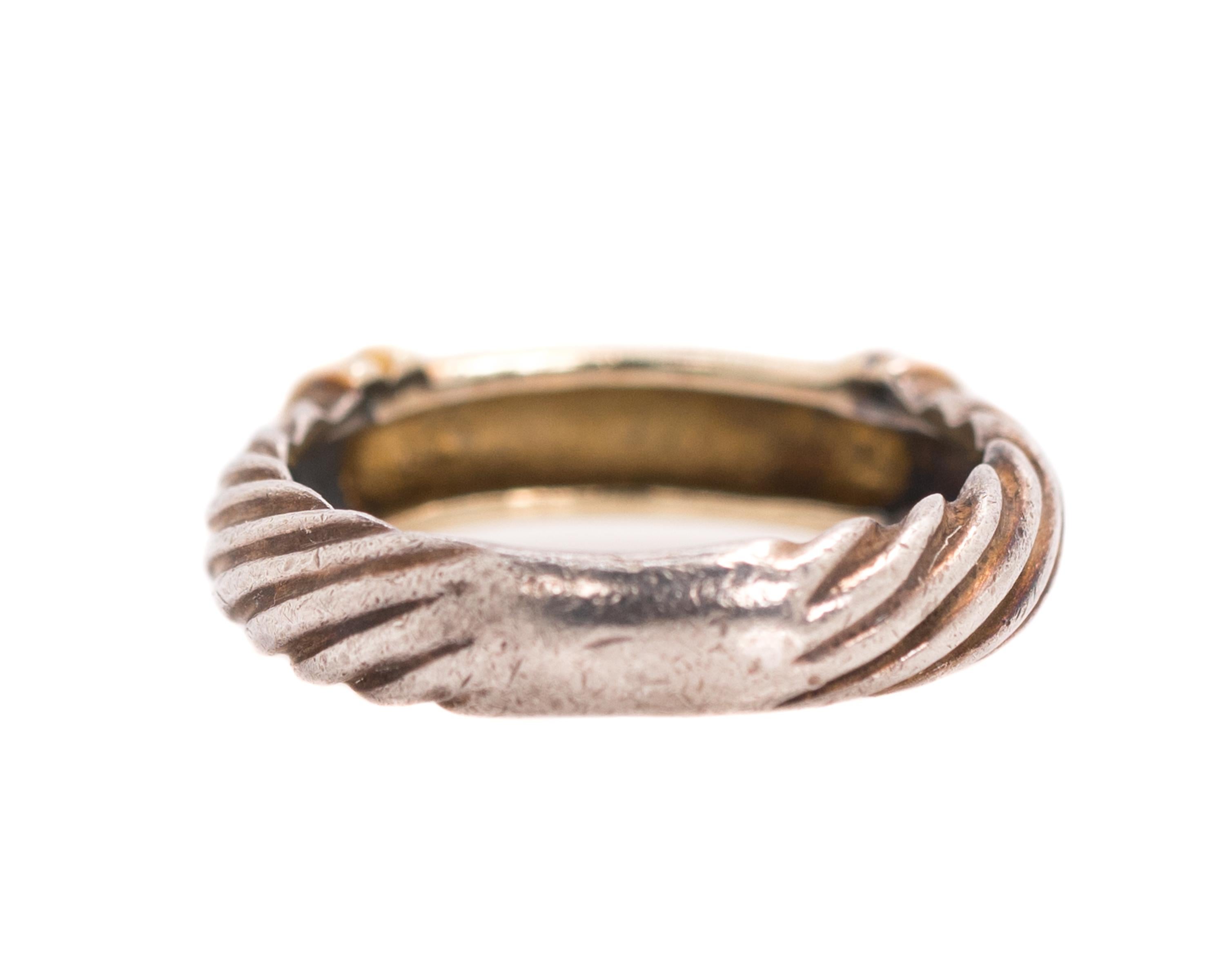 David Yurman Cable Band Ring in Sterling Silver and 14 Karat Yellow ...