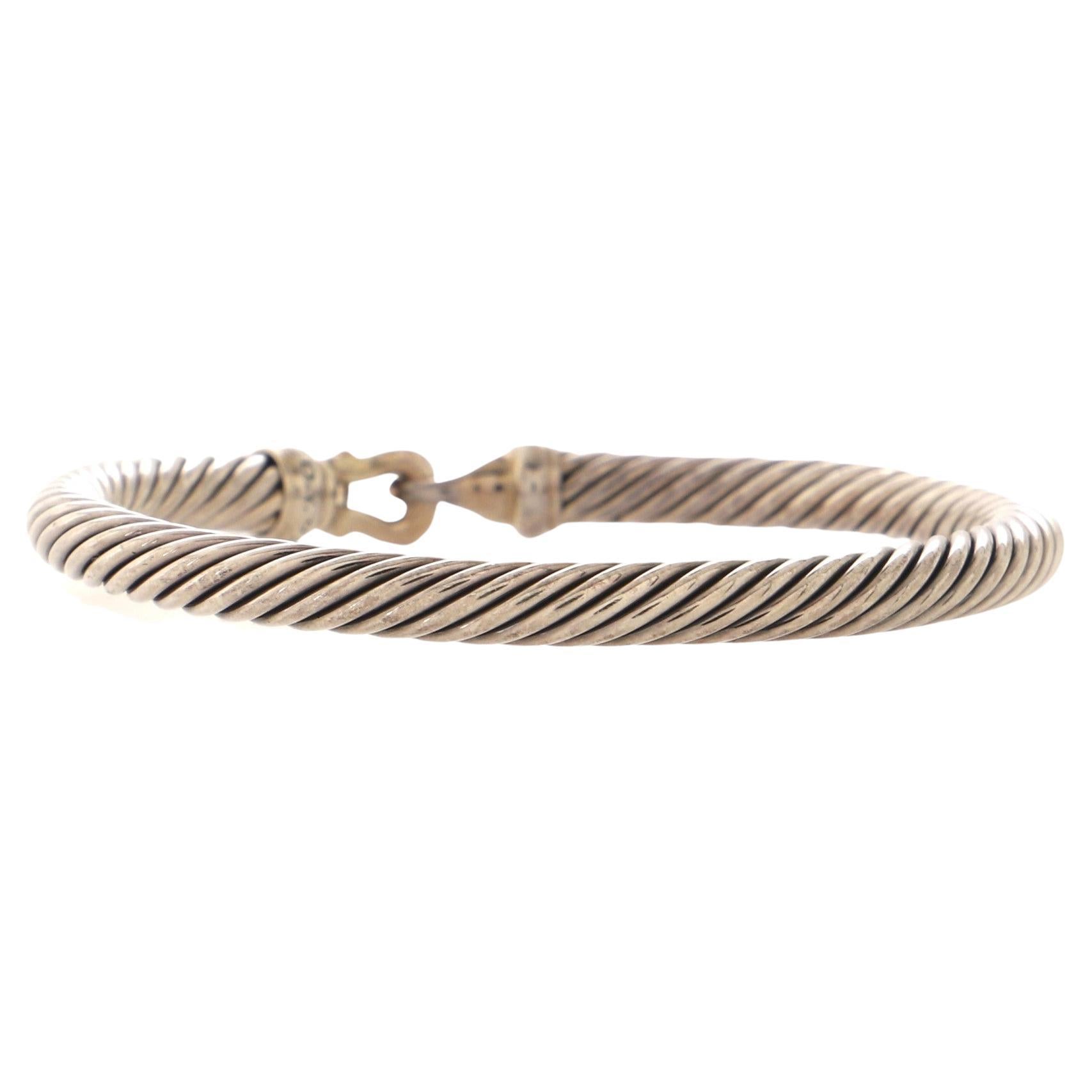 David Yurman X Cable Bracelet Sterling Silver and 18k White Gold with ...