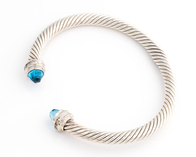 David Yurman Cable Classic Blue Topaz Diamond Bracelet in Sterling ...