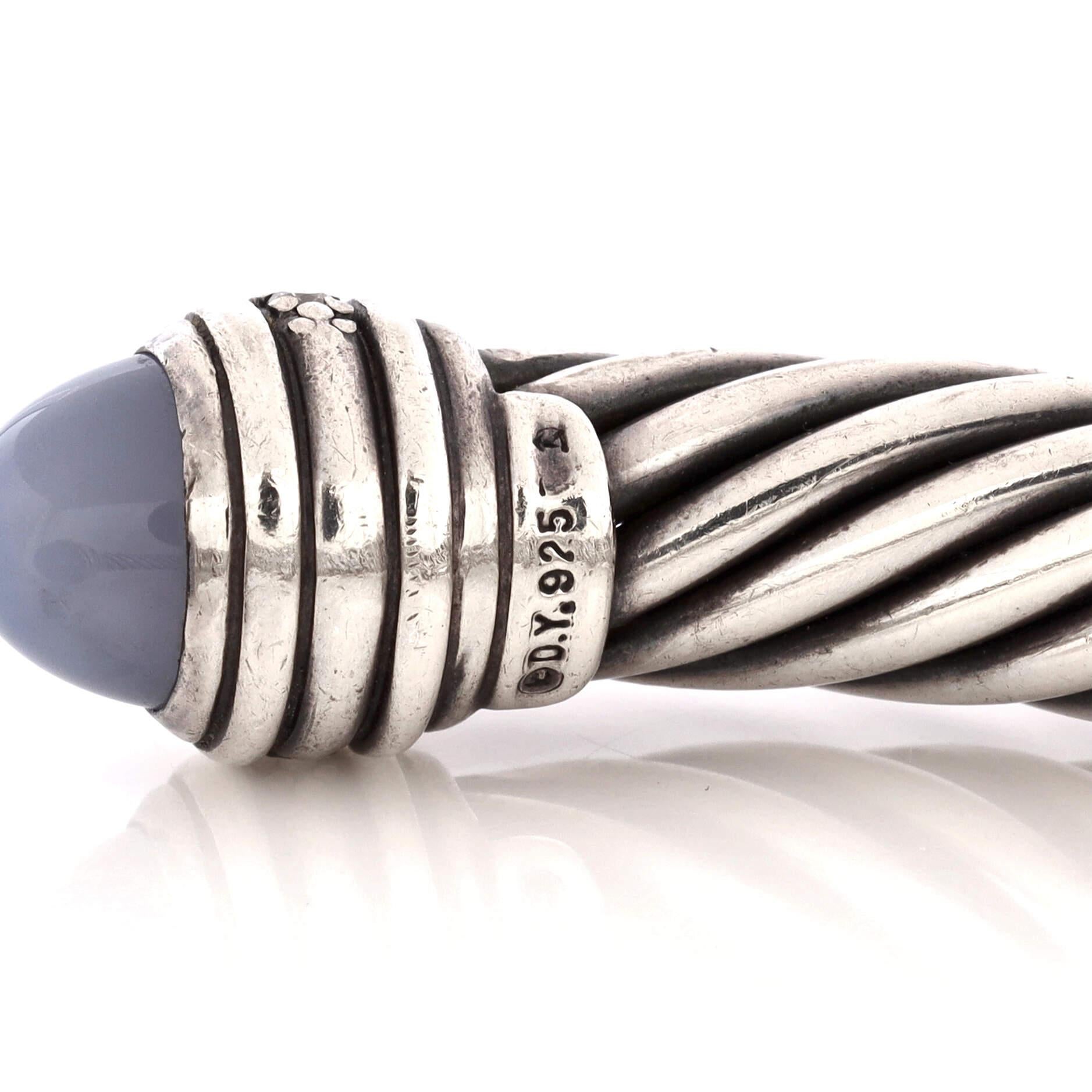 David Yurman Cable Classic Bracelet Sterling Silver with Chalcedony and ...