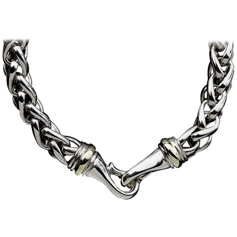 David Yurman Cable Classics Gold and Silver Wheat Chain Necklace at 1stDibs