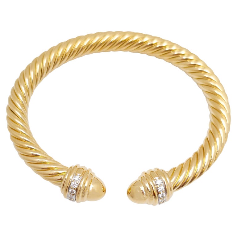 David Yurman 'Cable Classics' Yellow Gold and Diamond Bracelet For Sale ...