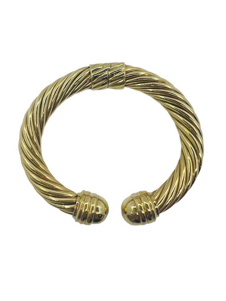 David Yurman Cable Collection Cuff Bracelet, 18k Yellow Gold For Sale ...