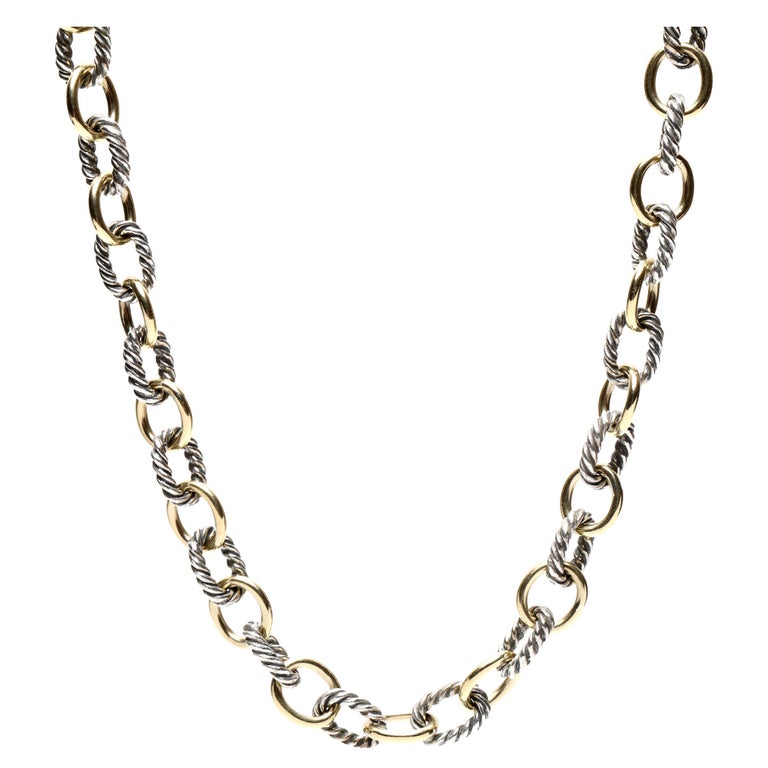 David Yurman Cable Oval Link Chain, 18K YellowGold Sterling Silver ...