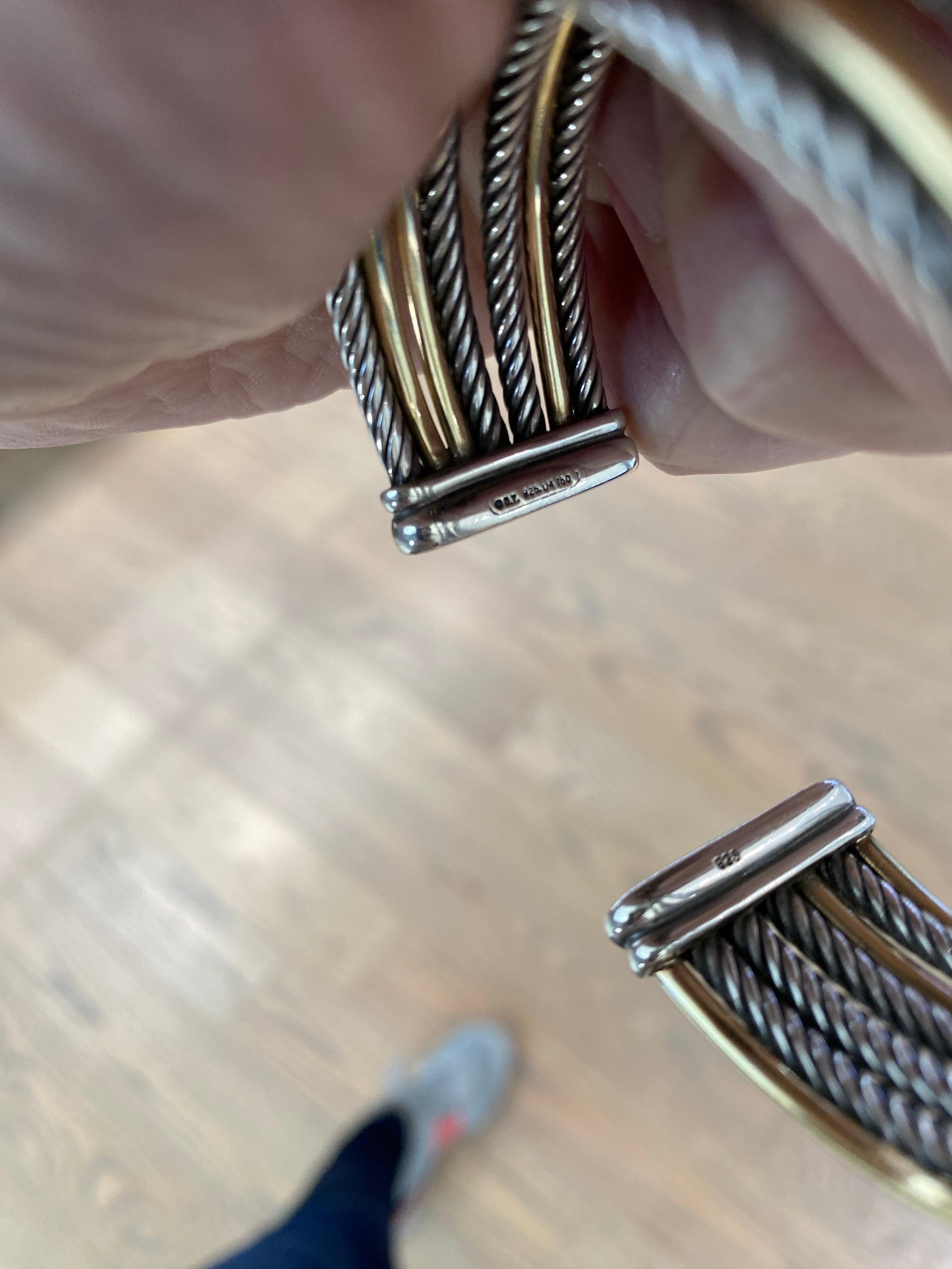 David Yurman Cabled Sterling Silver and 18 Karat Yellow Gold Cuff For ...