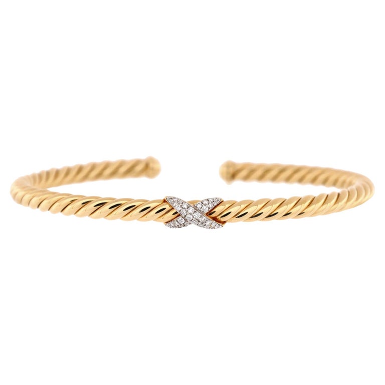 David Yurman Cablespira X Station Bracelet 18k Yellow Gold with ...