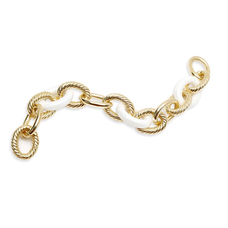 David Yurman Ceramic Extra Large Oval Link Chain Bracelet in 18K Yellow ...