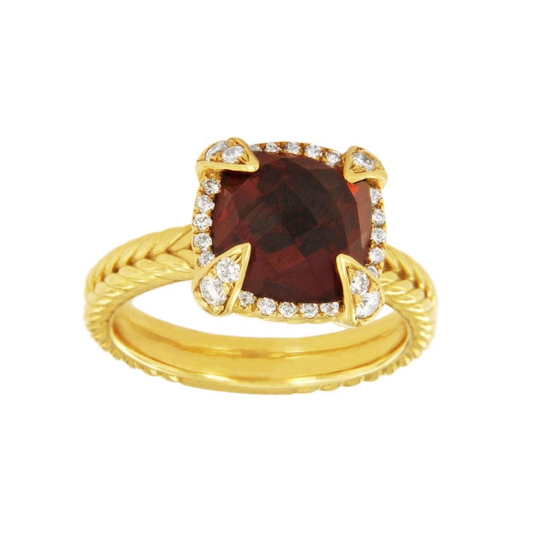 David Yurman Chatelaine Pave Bezel Ring with Garnet For Sale at 1stDibs ...