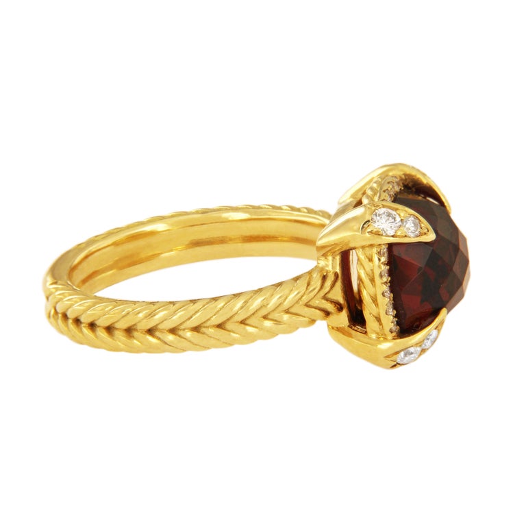 David Yurman Chatelaine Pave Bezel Ring with Garnet For Sale at 1stDibs ...