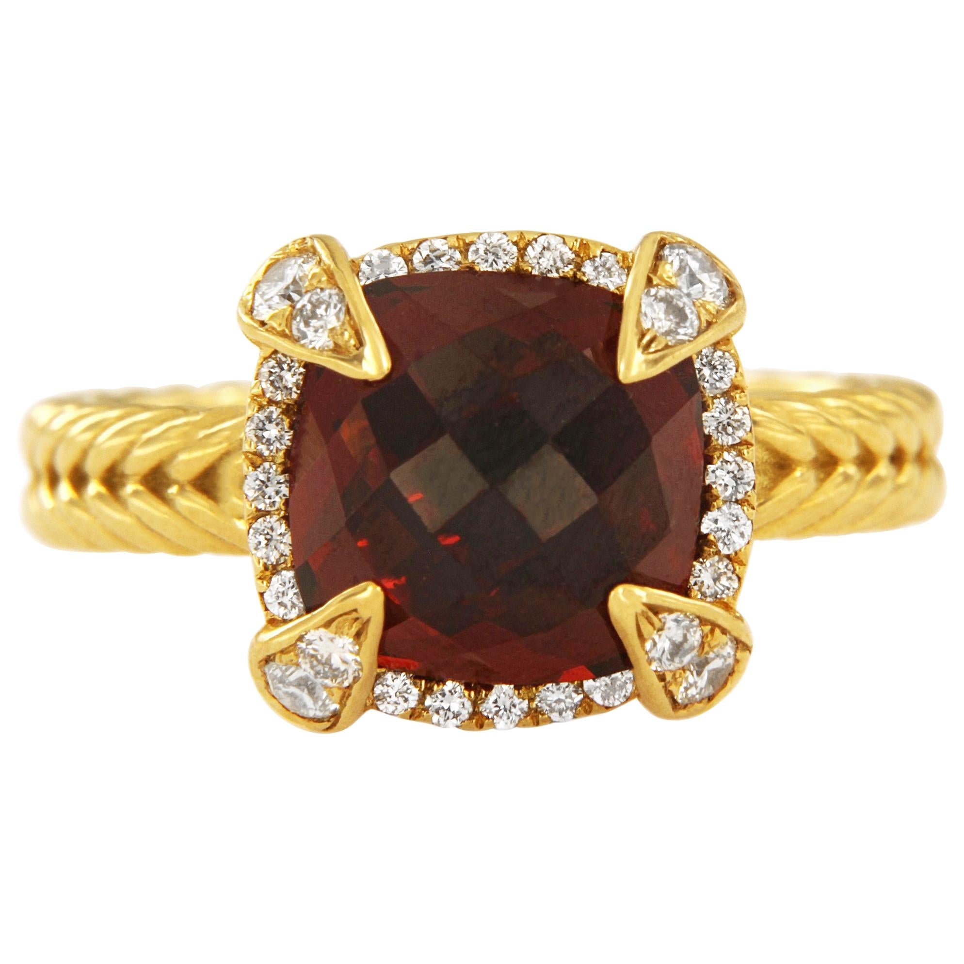 David Yurman Chatelaine Ring in 18k Yellow Gold with Full Pavé Diamonds ...