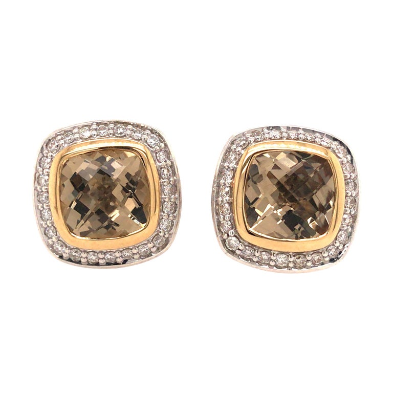 David Yurman Citrine and Diamond Earring in 18K Yellow Gold and ...