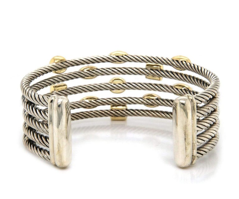 David Yurman Confetti Five Row Cuff Bracelet, 18K Yellow Gold and ...