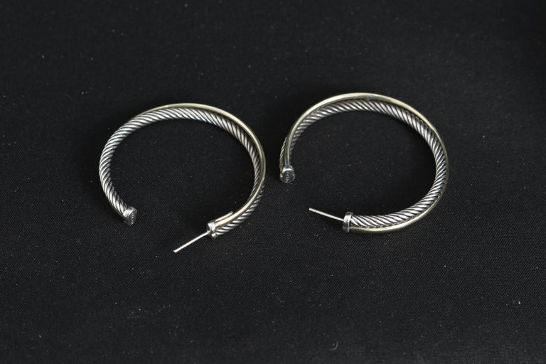 David Yurman Crossover Cable Hoop Earrings For Sale at 1stDibs