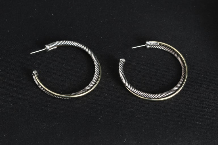 David Yurman Crossover Cable Hoop Earrings For Sale at 1stDibs