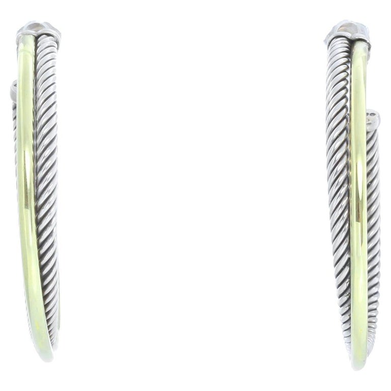 David Yurman Crossover Cable Hoop Earrings For Sale at 1stDibs