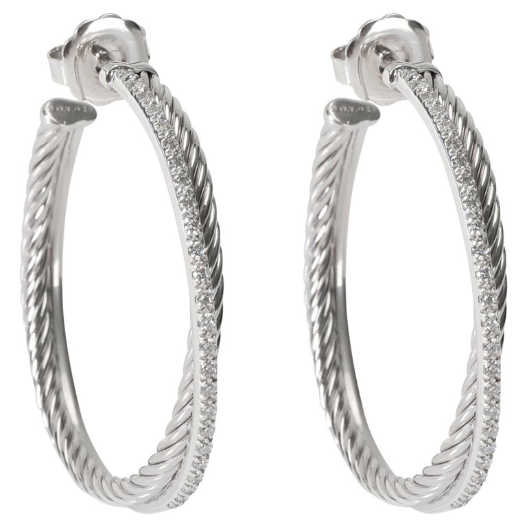 David Yurman Crossover Diamond Hoop Earring in Sterling Silver 0.53 CTW ...