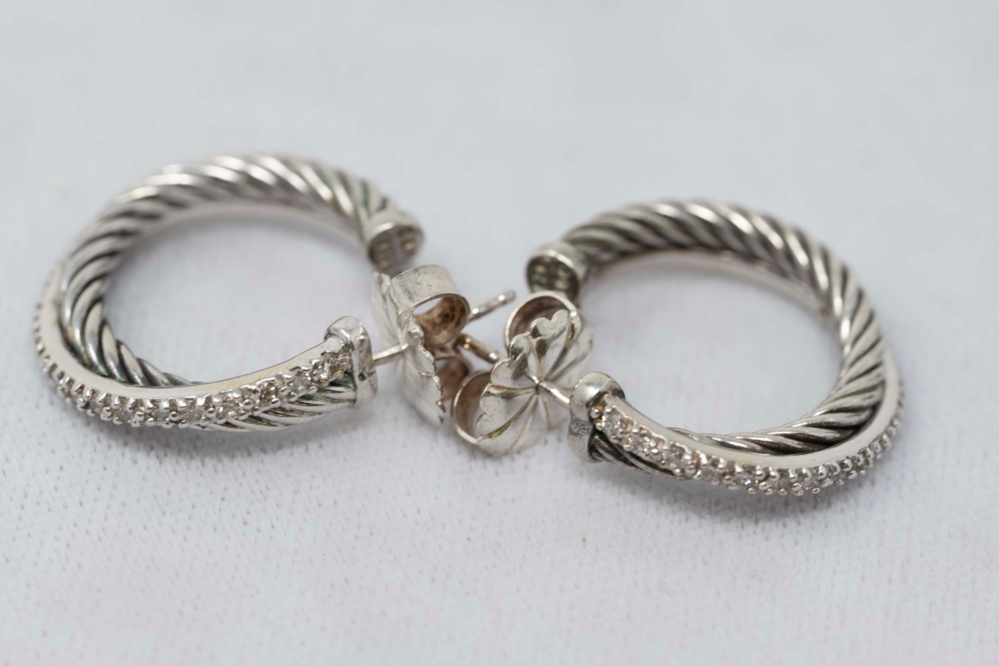 David Yurman Crossover Hoop Earrings 925 Silver 585 Gold For Sale at ...