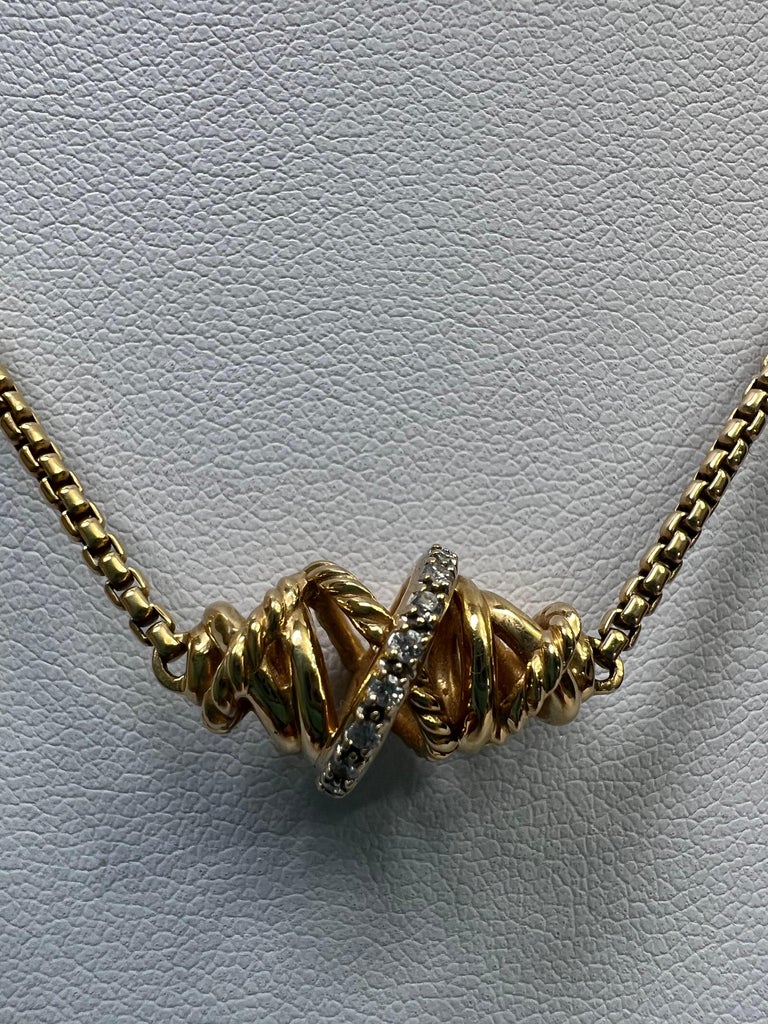 David Yurman Crossover Necklace, Diamonds and 18k Yellow Gold For Sale ...