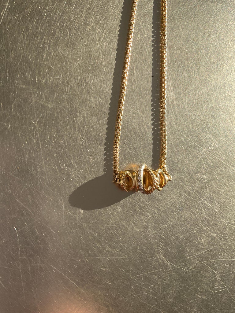 David Yurman Crossover Necklace, Diamonds and 18k Yellow Gold For Sale ...