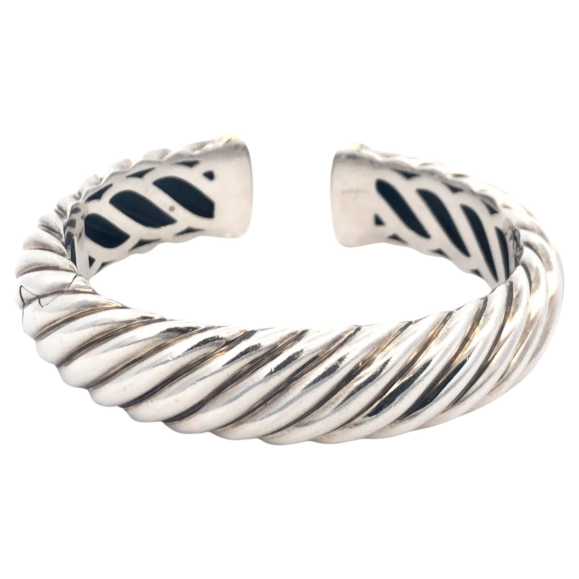 David Yurman Sterling Silver 18 Karat Gold Buckle Crossover Cuff ...