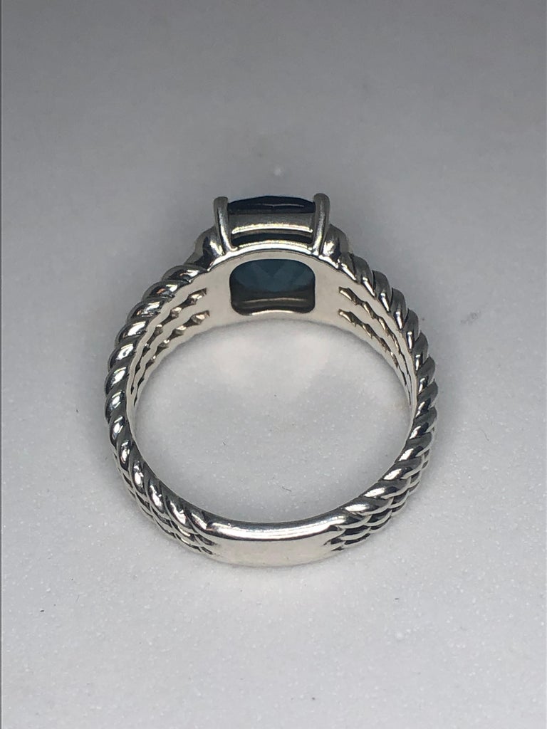 David Yurman Diamond and London Blue Topaz Ring at 1stDibs