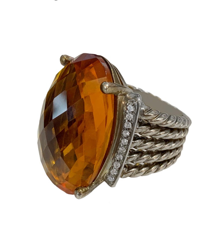 David Yurman Diamond Citrine Oval Wheaton Ring For Sale at 1stDibs