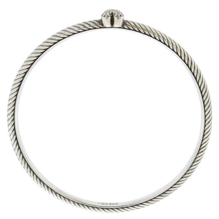 David Yurman Diamond Confetti Quatrefoil 925 Silver Bangle Bracelet For ...