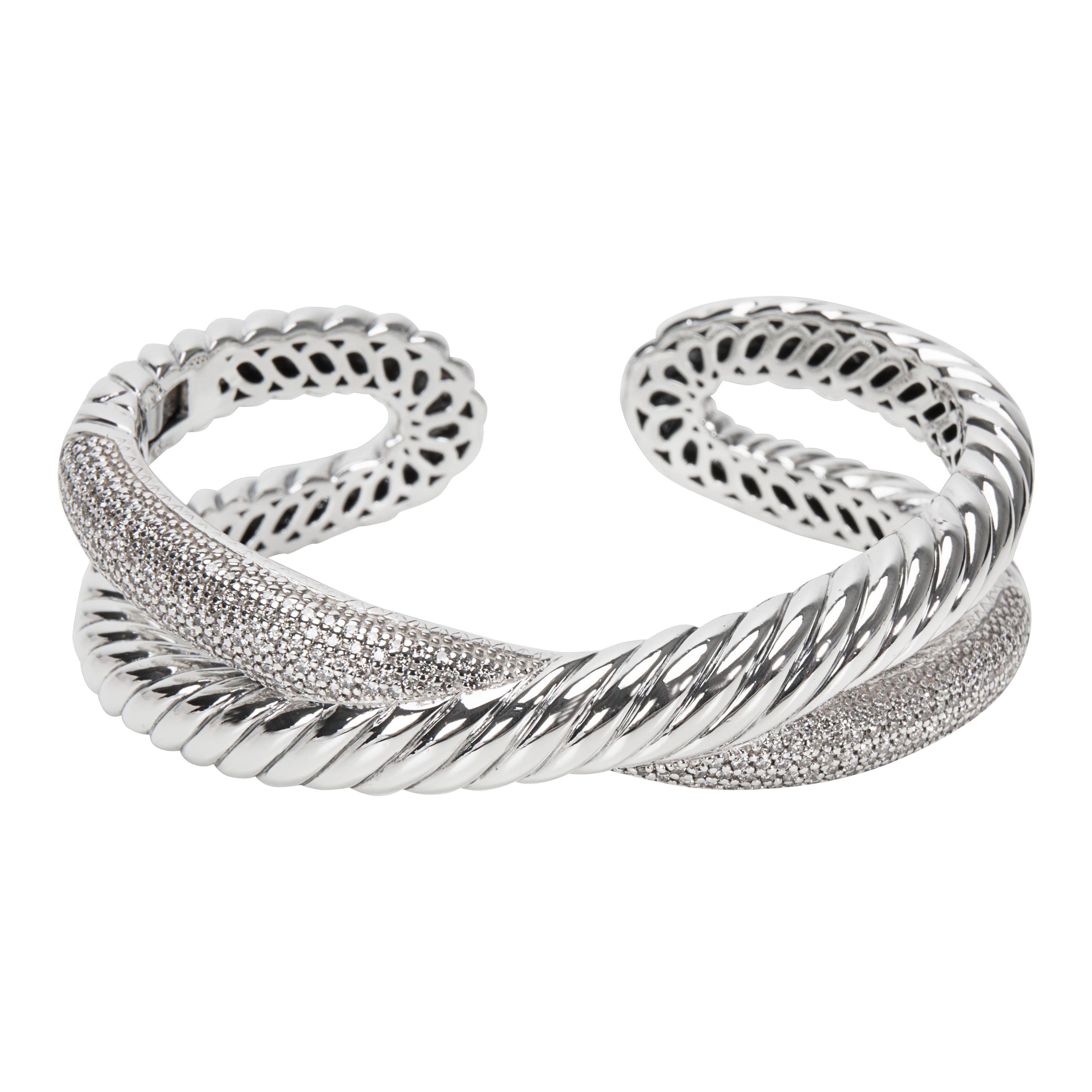 David Yurman Diamond Crossover X Cuff in Sterling Silver '1.50 Carat ...