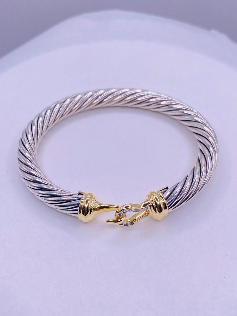David Yurman Diamond Gold and Sterling Silver Cable Collection Hook ...
