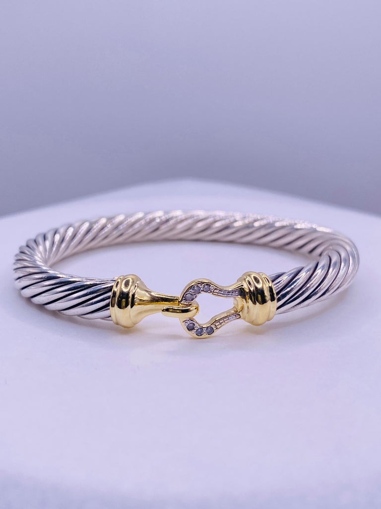 David Yurman Diamond Gold and Sterling Silver Cable Collection Hook ...