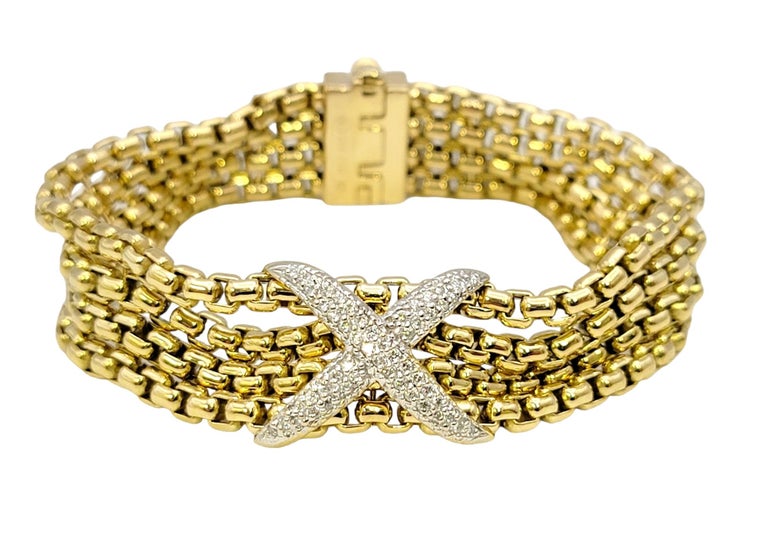 David Yurman Diamond 'x' Multi-Row Box Chain Bracelet in 18 Karat ...