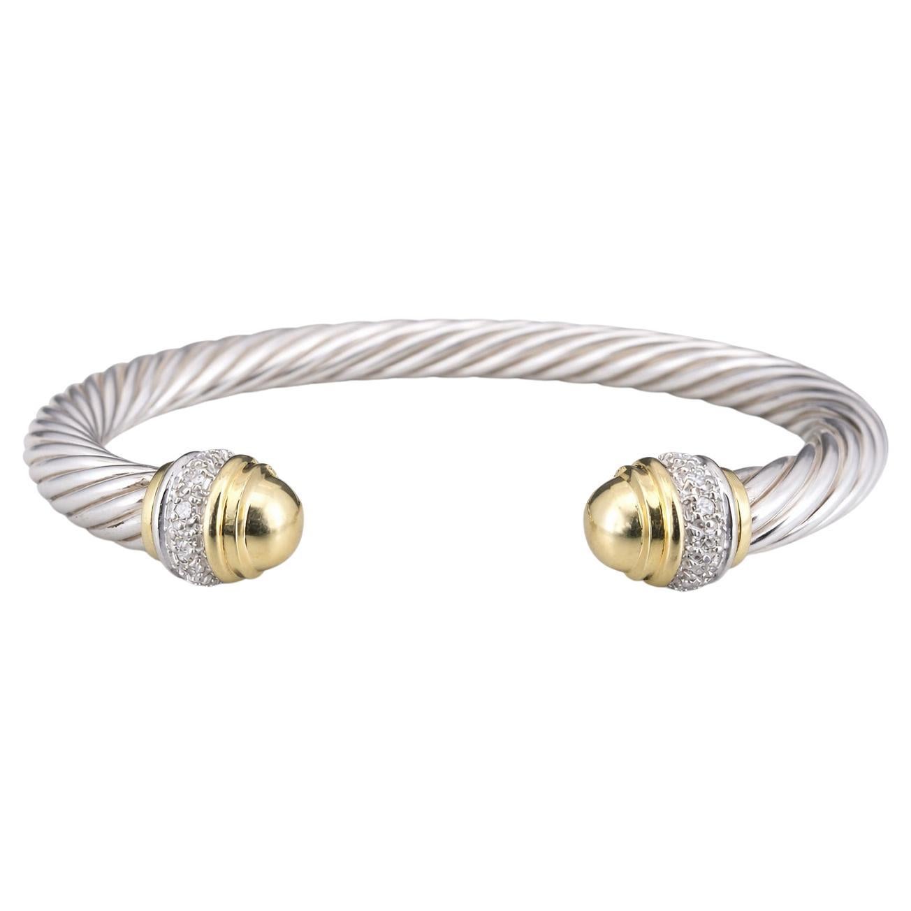 David Yurman Empire Cable Bracelet with 18K Yellow Gold Domes at ...