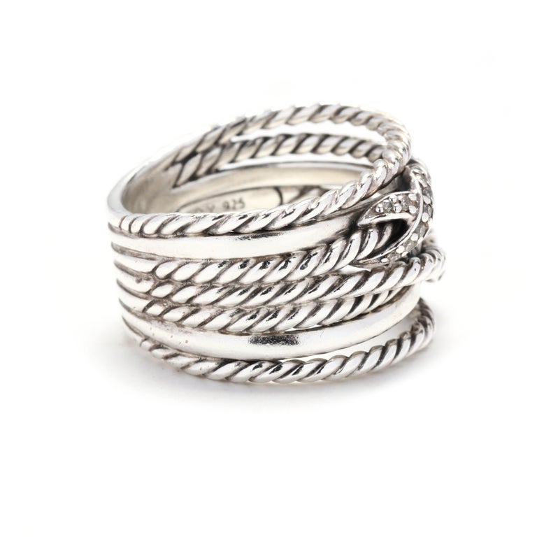 David Yurman Double Diamond X Crossover Ring, Crossover Wide Band Ring ...
