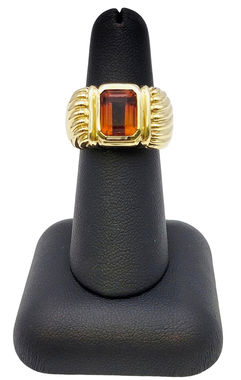 David Yurman Emerald Cut Citrine Albion Cocktail Ring in 14 Karat ...