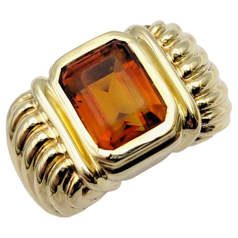 David Yurman Emerald Cut Citrine Albion Cocktail Ring in 14 Karat ...