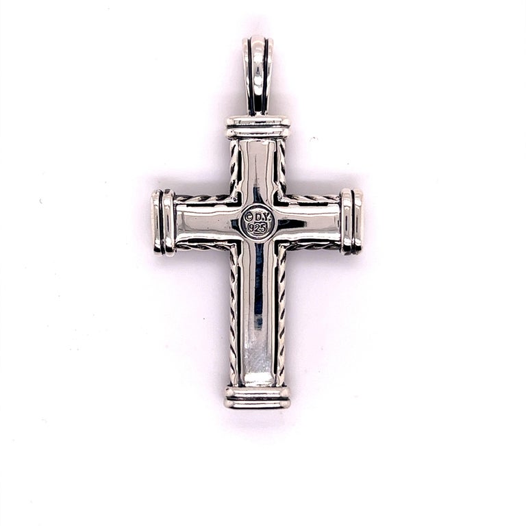 David Yurman Estate Black Diamond Chevron Silver Cross Pendant 16.5g ...