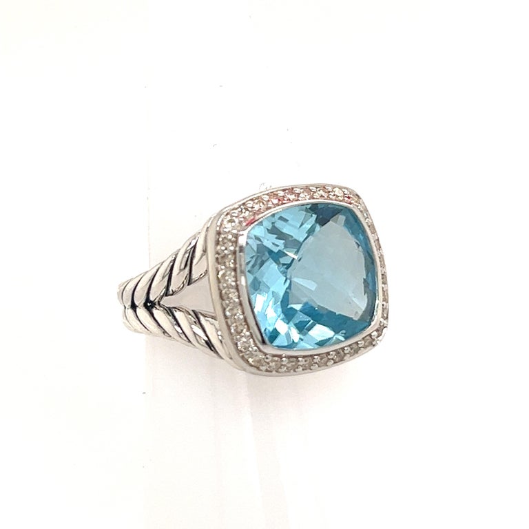 David Yurman Estate Blue Topaz Diamond Albion Ring Silver 6.28 TCW at ...
