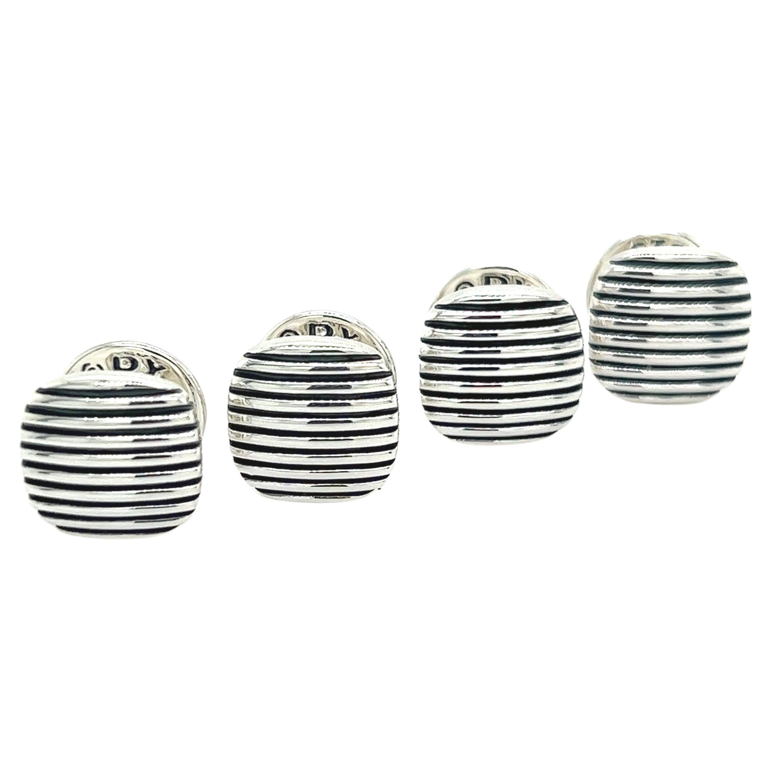 David Yurman Estate Cable Shirt Stud Set Sterlin Silver at 1stDibs