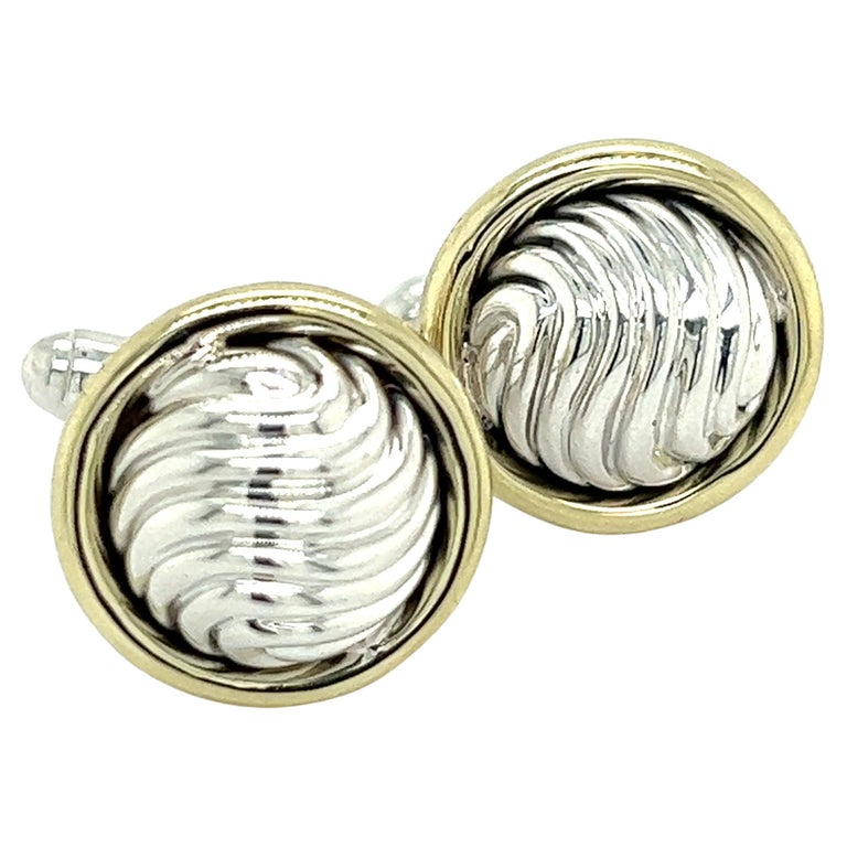 David Yurman Estate Cufflinks Sterling Silver + 14k Gold For Sale at ...