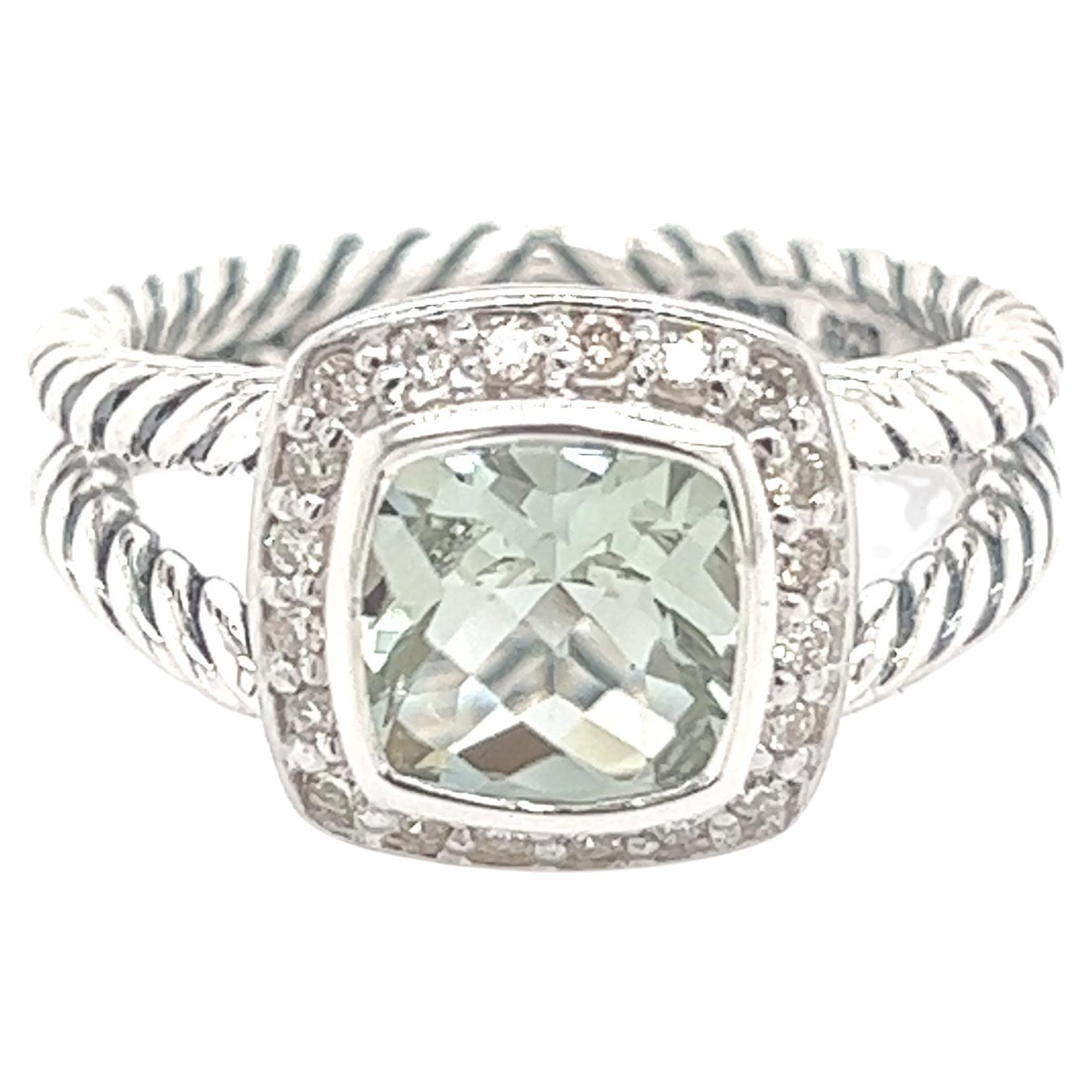 David Yurman Estate Diamond Petite Albion Amethyst Silver 1.67 TCW For ...