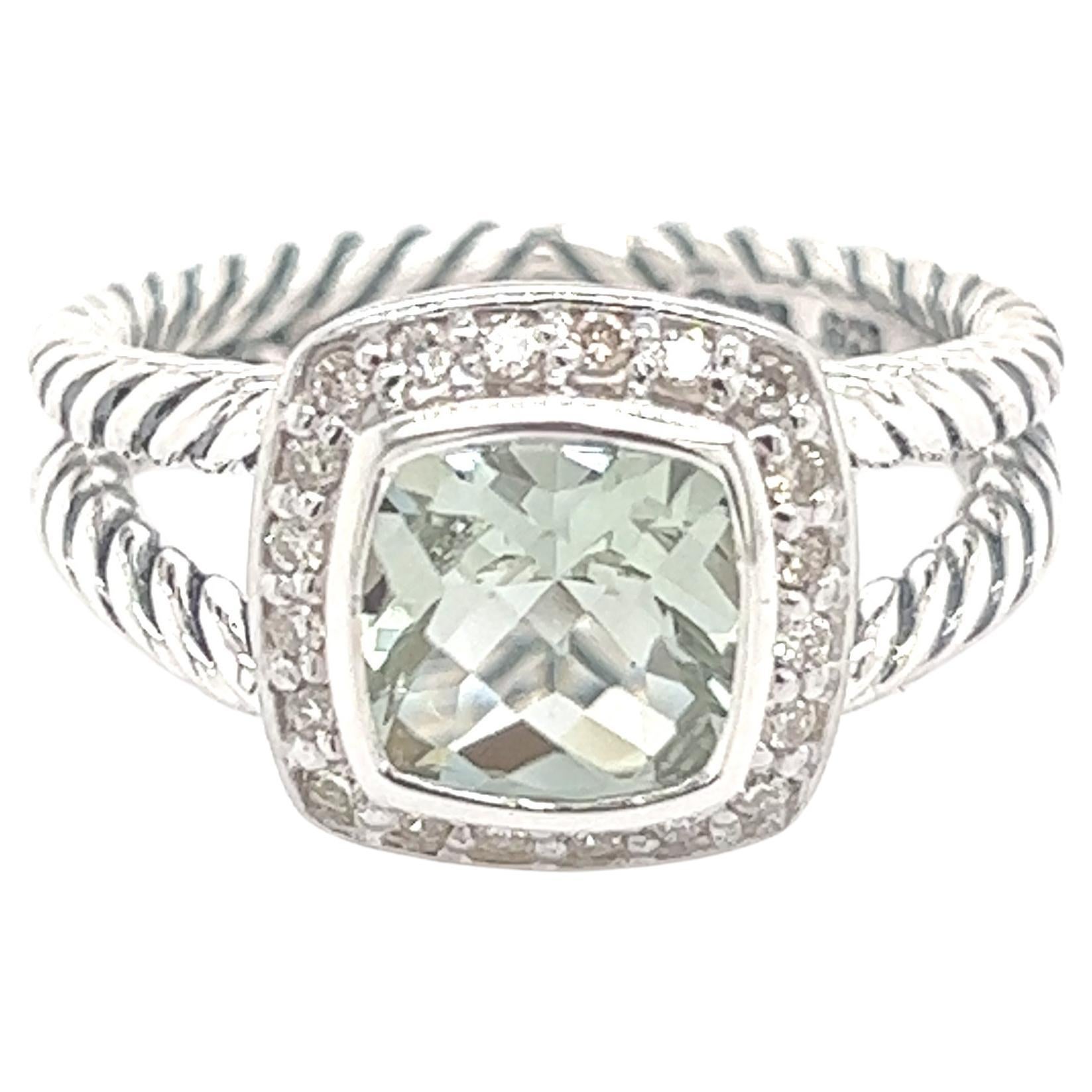 David Yurman Signature Oval Ring Sterling Silver with Prasiolite and ...