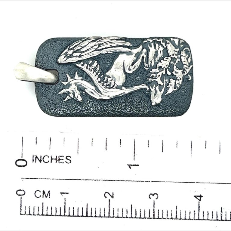 David Yurman Estate Griffen Dog Tag Sterling Silver For Sale at 1stDibs