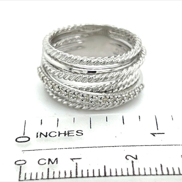 David Yurman Estate Large Crossover Pave Diamond Ring 0.18 TCW Silver ...