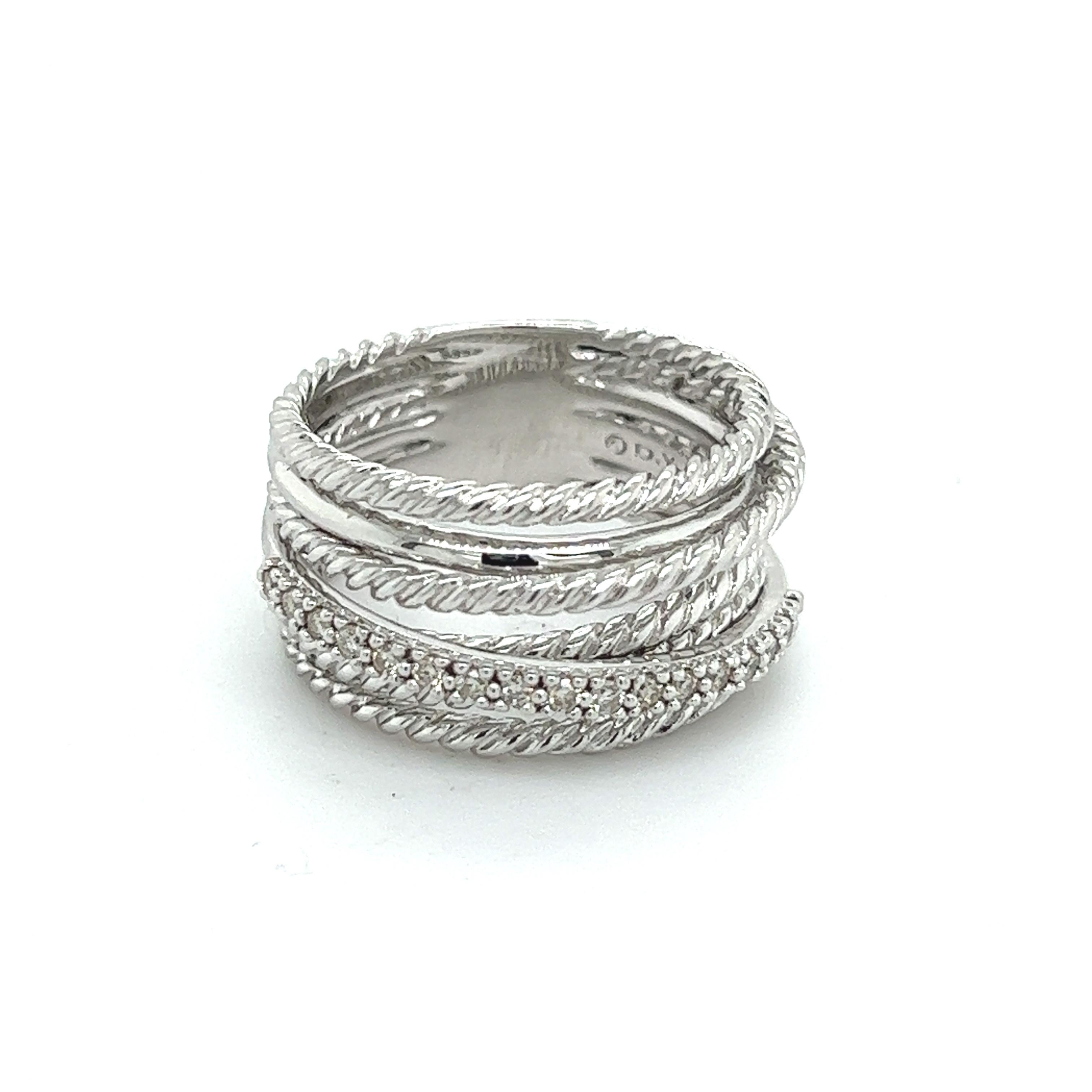 David Yurman Estate Large Crossover Pave Diamond Ring 7.5 0.18 TCW ...