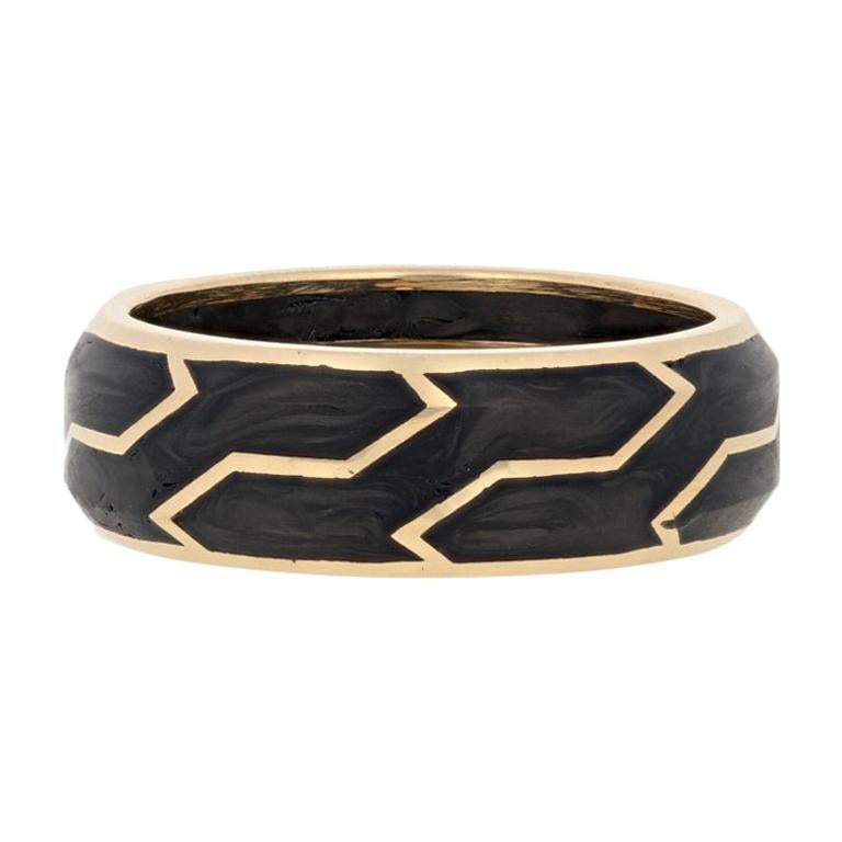 David Yurman Forged Carbon Band 18 Karat Yellow Gold Designer Ring at ...