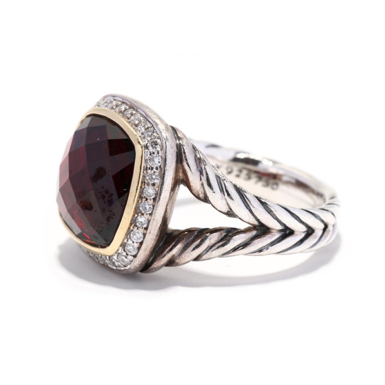 David Yurman Garnet Diamond Albion Ring, Sterling Silver, 18K Gold at ...