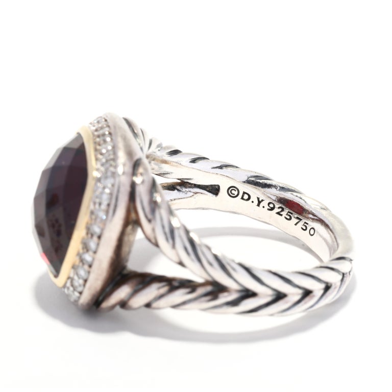 David Yurman Garnet Diamond Albion Ring, Sterling Silver, 18K Gold at ...